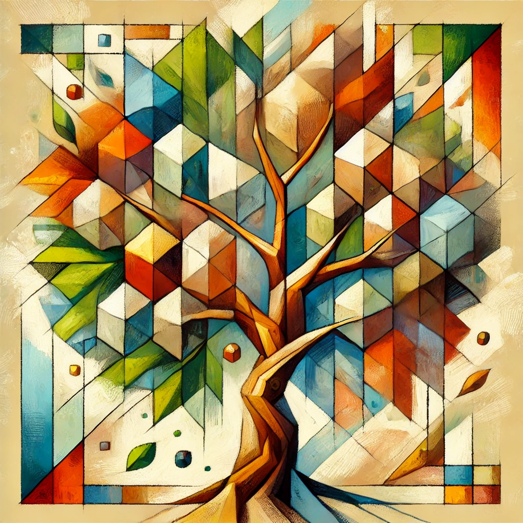 Kübizm Tarzında Ağaç - Yapay Zeka ve DALL-E Sanatı - Bilgegüç